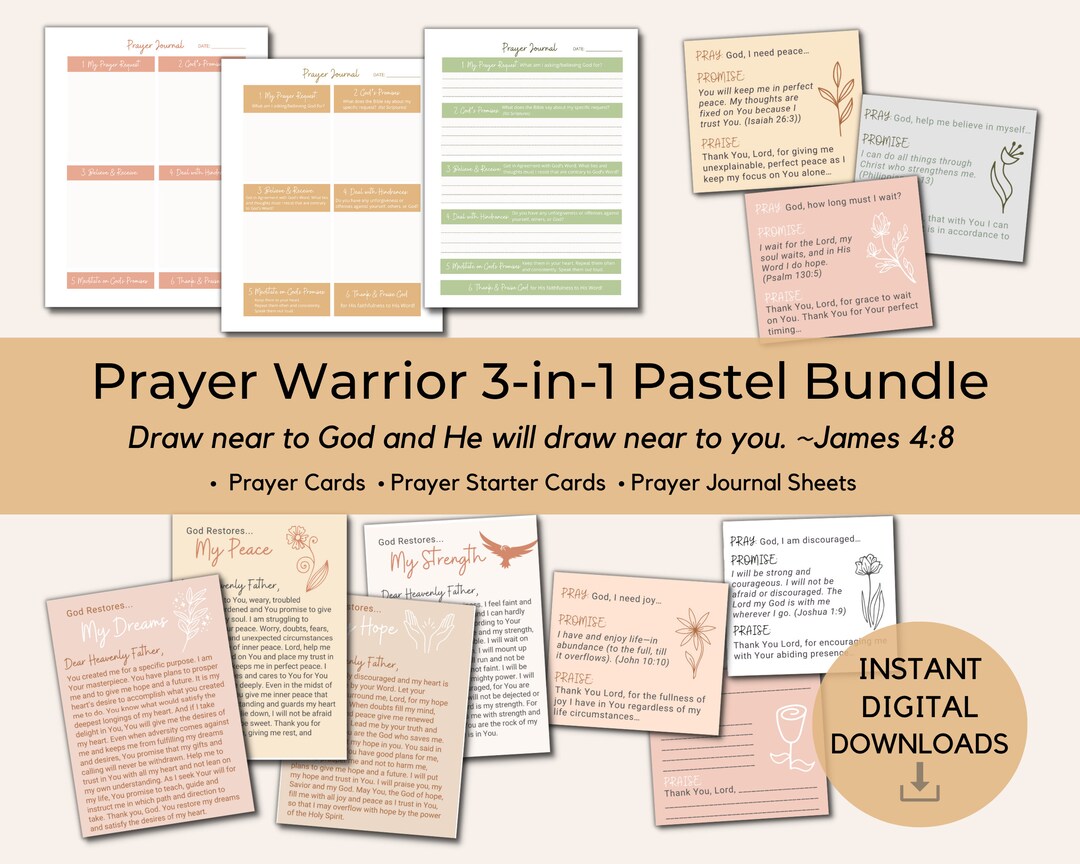 Boho Mini Prayer Cards, Calm Prayer Card Bundle, Printable Digital ...