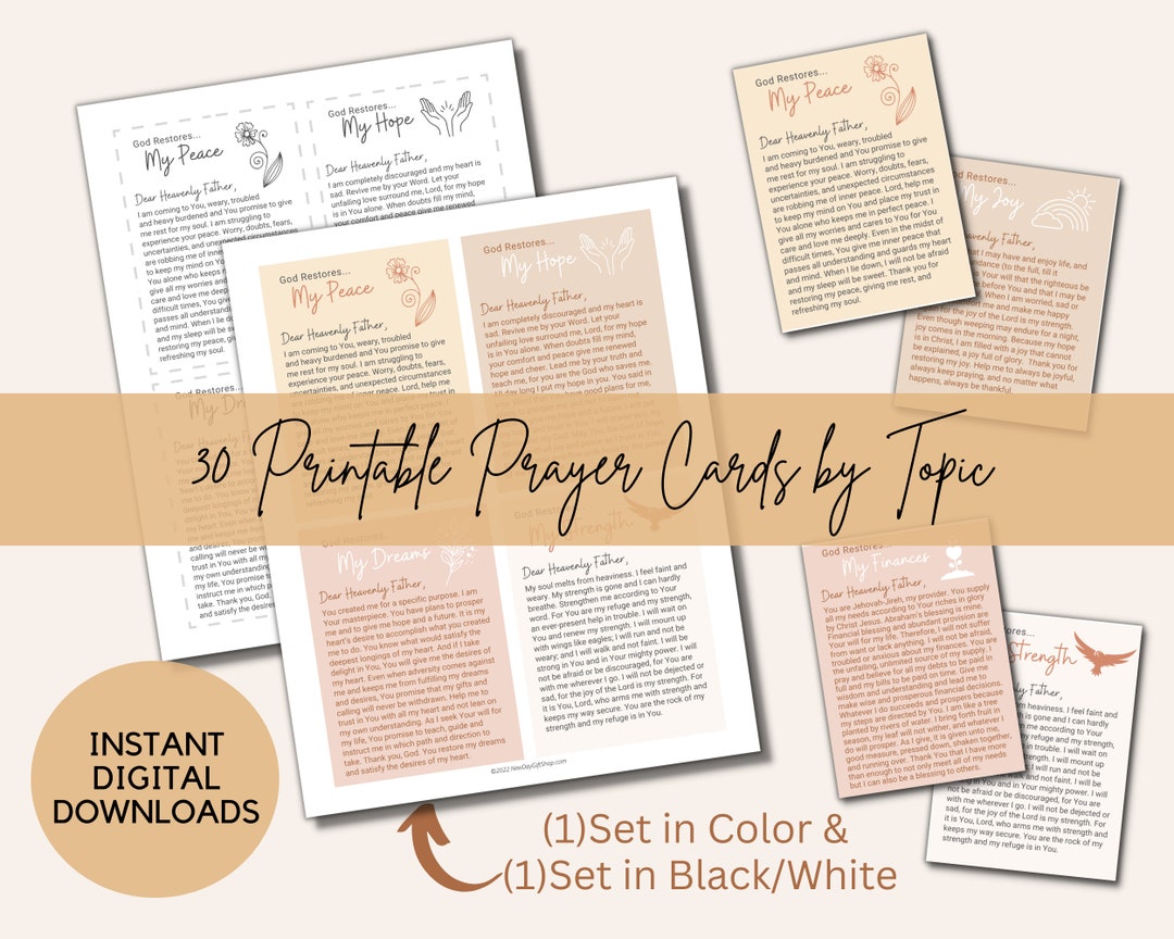 30 Printable Devotional Prayer Cards for Restoration Based on - Etsy