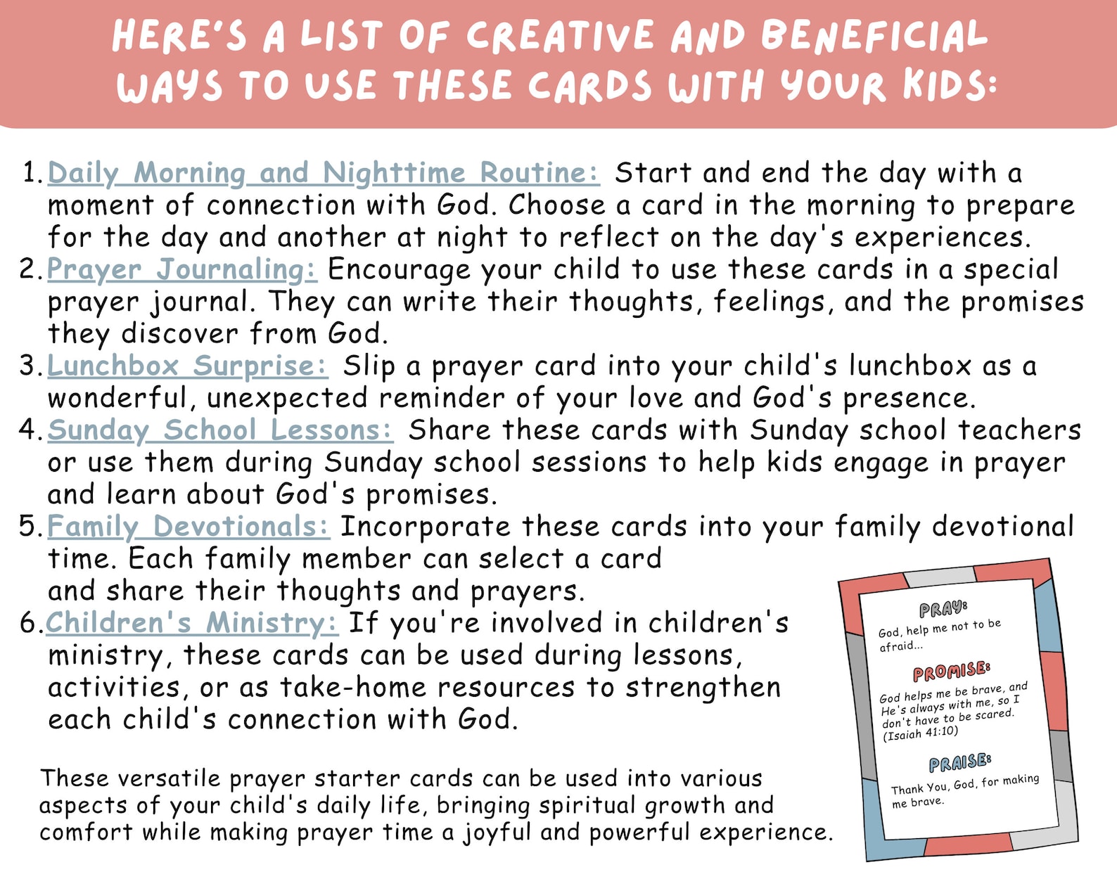 Kids Prayer Cards Set, Scripture Cards for Kids Sunday School Bible ...