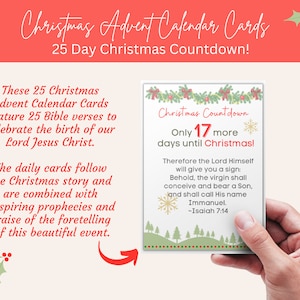 25 Days of Advent Calendar Christmas Countdown Bible Verse Cards ...