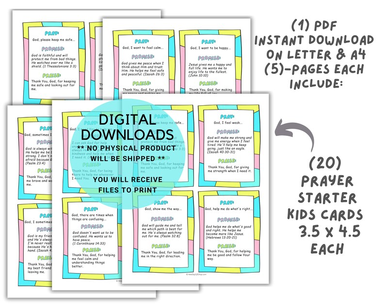 Prayer Cards for Kids, Bible Verse Scripture Cards, Family Devotions ...
