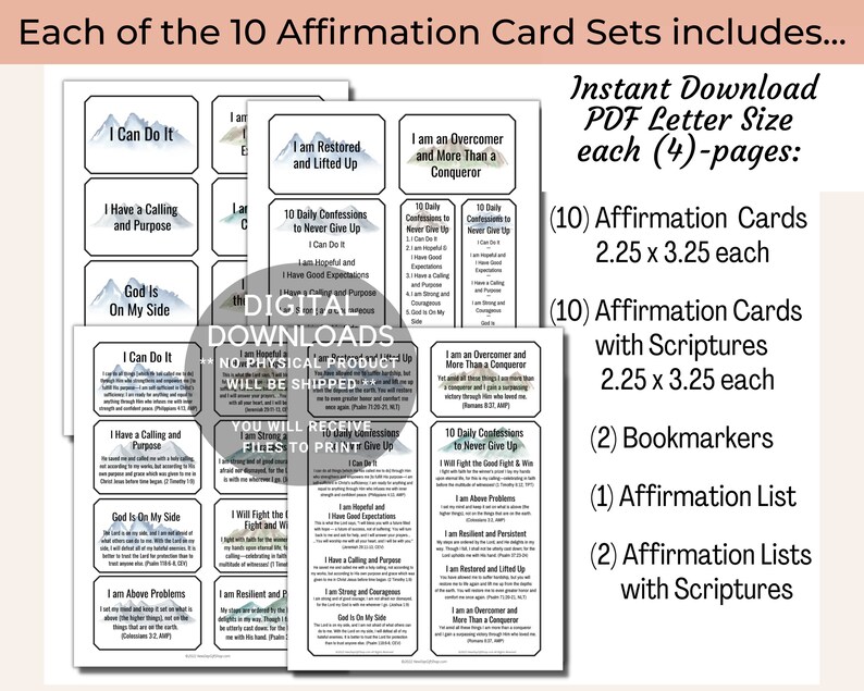 10 Sets Scripture Cards, Christian Bible Verse Affirmation Cards ...