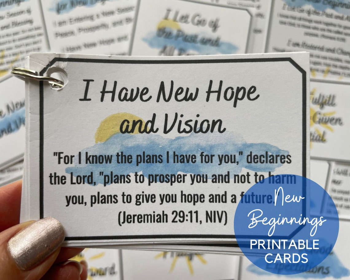New Beginnings Scripture Affirmation Cards, Daily Bible Affirmations ...