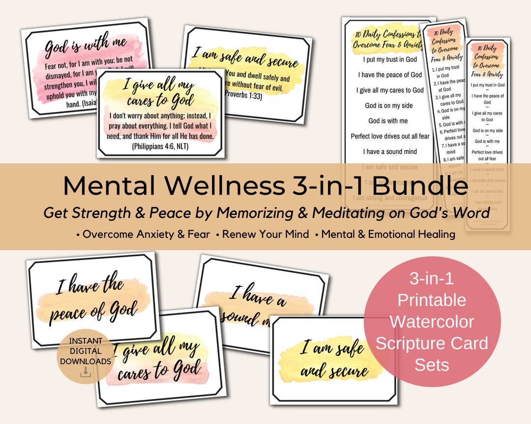 Mental Wellness Scripture Cards BUNDLE DEAL- Overcome Anxiety & Fear ...