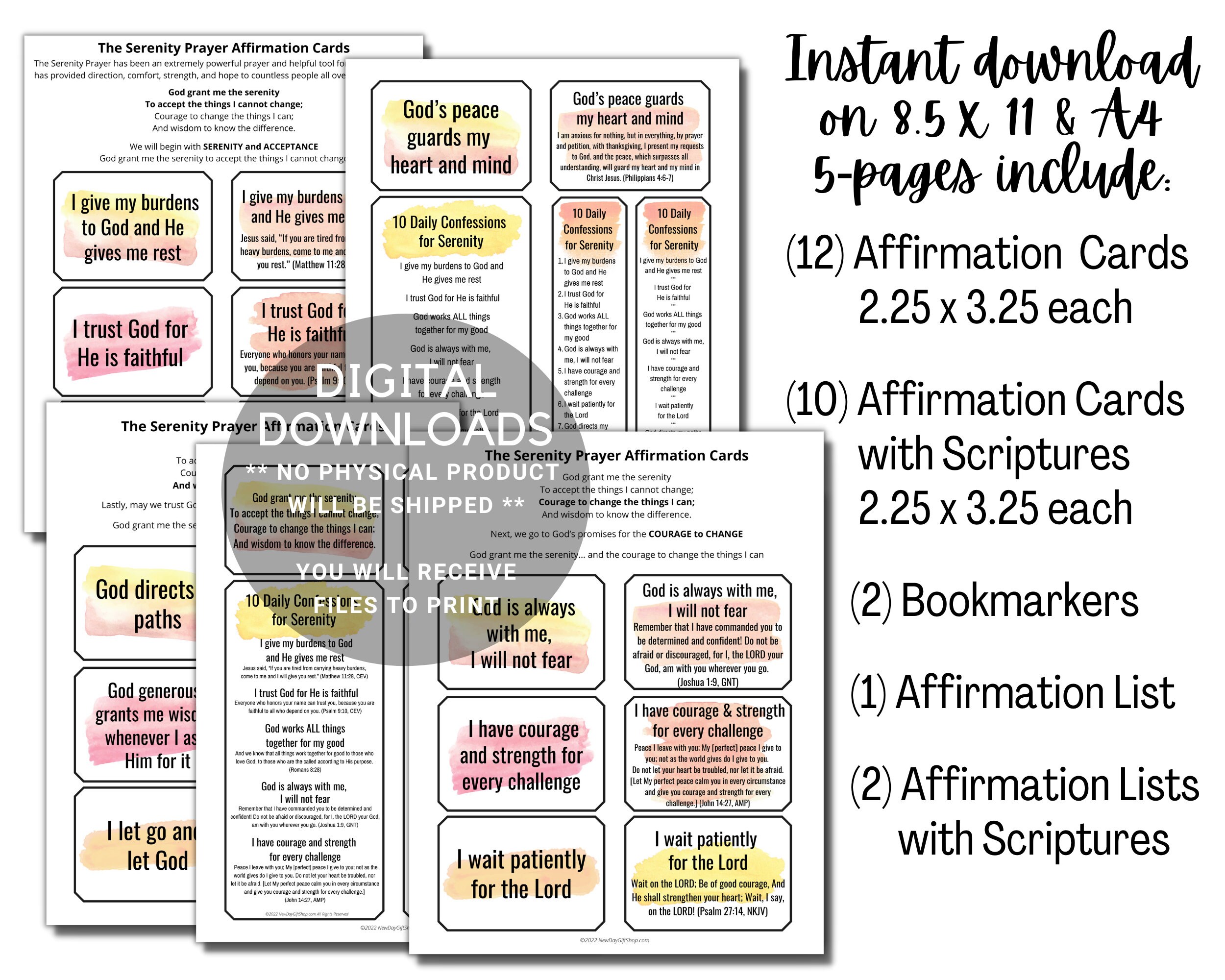 22 Serenity Printable Prayer Pocket Cards - 12 Step Program AA NA ...