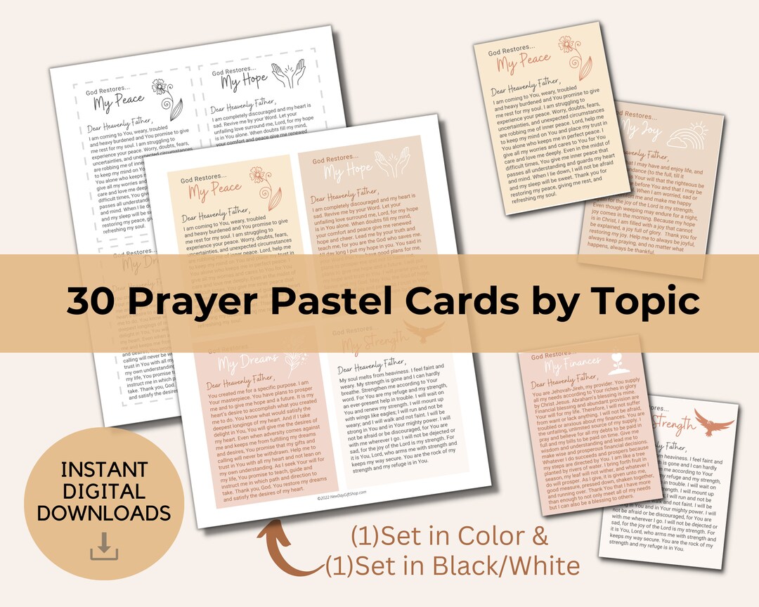 30 Printable Devotional Prayer Cards for Restoration Based on Bible ...