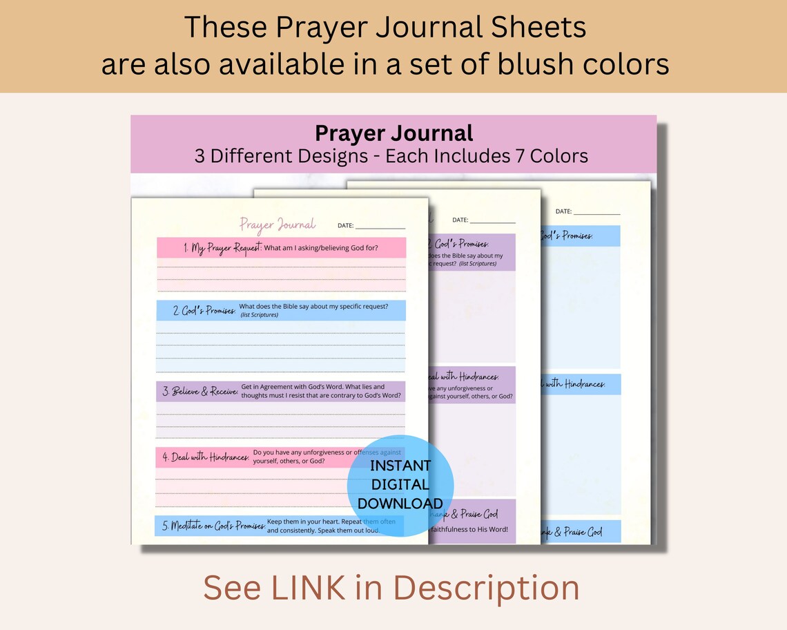 Prayer Journal Sheets Printable Digital Download - Etsy