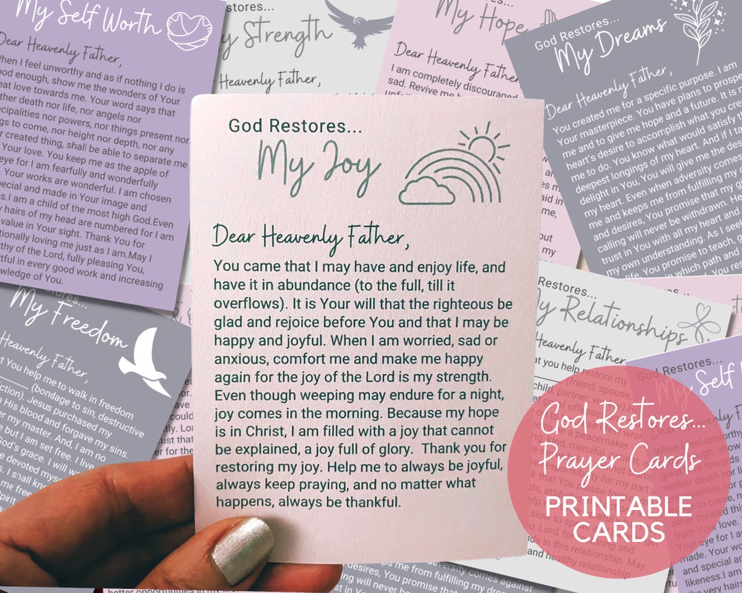 Printable Prayer Cards by Topic for Restoration and Encouragement - Etsy