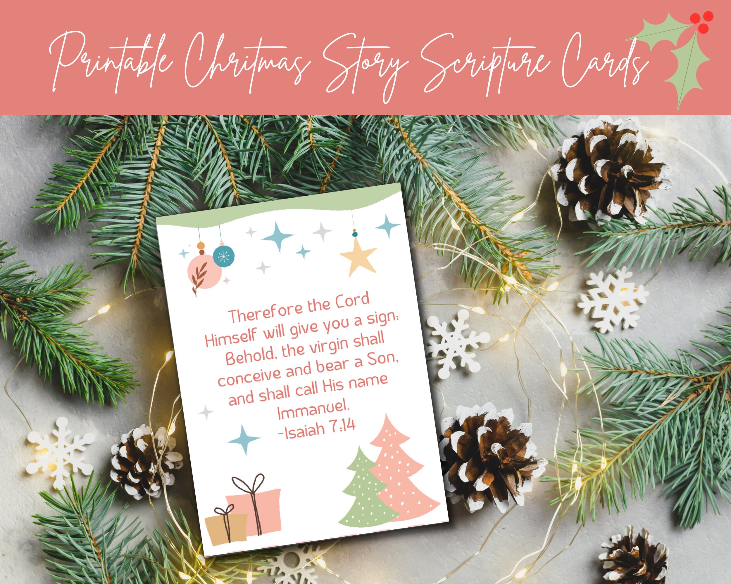 28 Christmas Story Scripture Cards Printable - Etsy