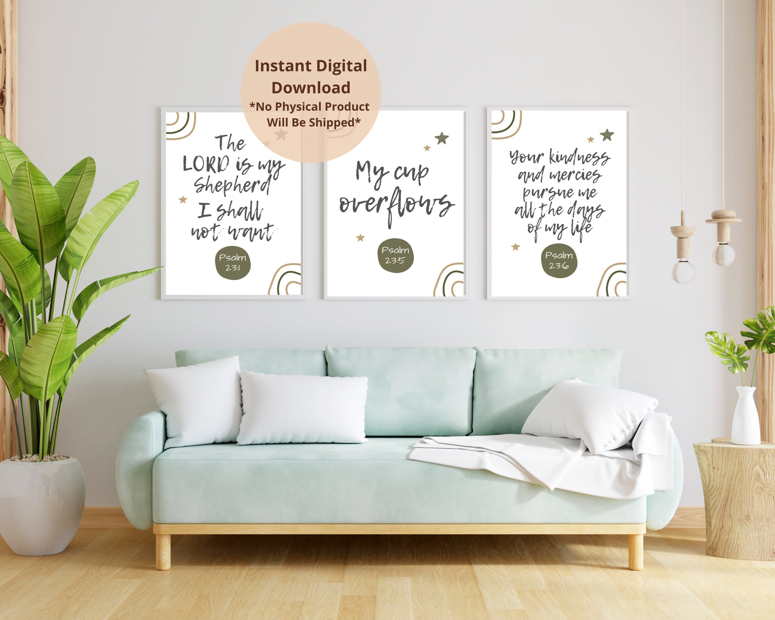 Psalm 23 Wall Art Printable, Modern Christian Art, Minimalist Bible ...