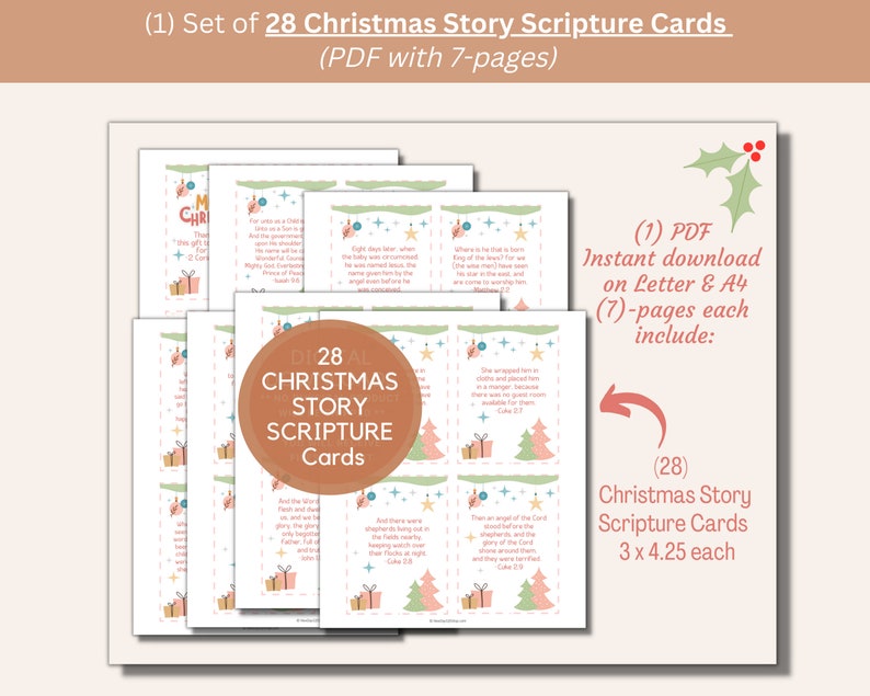 Printable Christmas Advent Scripture Cards: 3-in-1 Bundle (digital ...