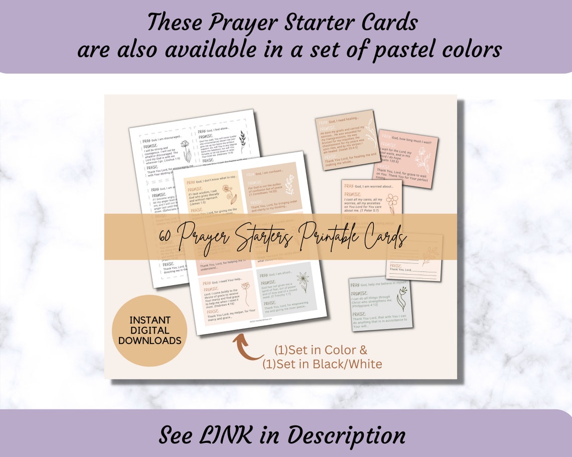 Prayer Cards Printable Christian Prayer Starters With Bible - Etsy