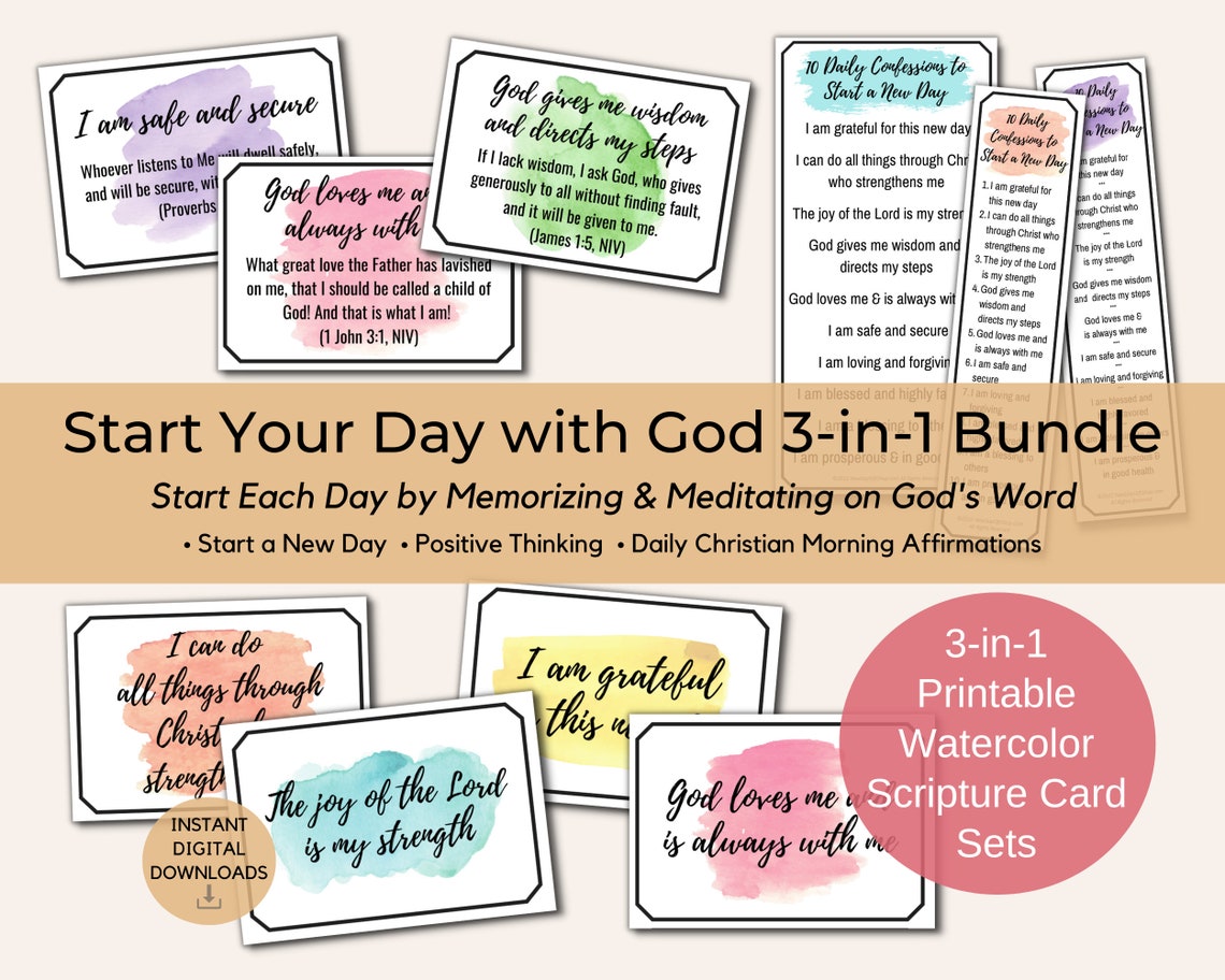 Start Your Day With God Scripture Cards 3-in-1 BUNDLE Start a New Day ...