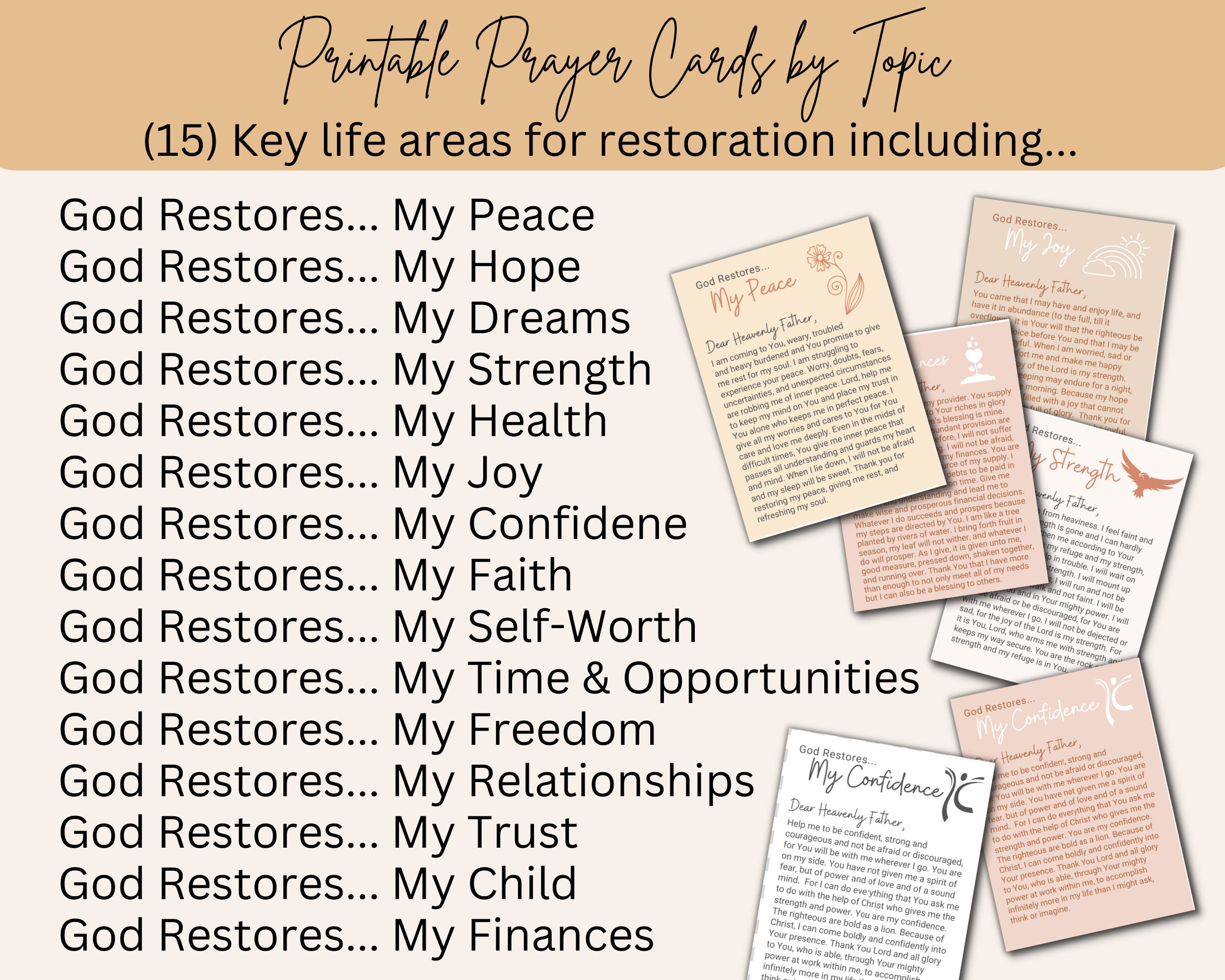 30 Printable Devotional Prayer Cards for Restoration Based on Bible ...