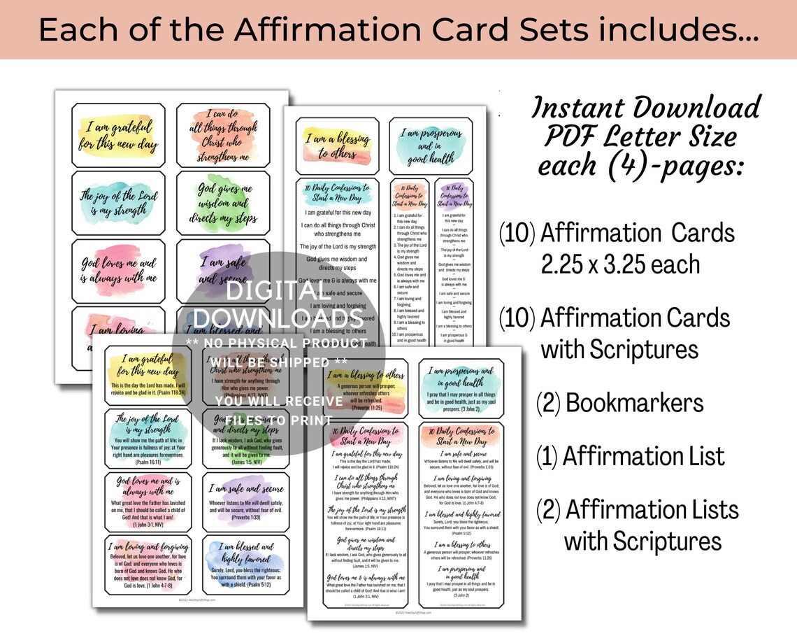10 Sets Scripture Cards Christian Bible Verse Affirmation - Etsy