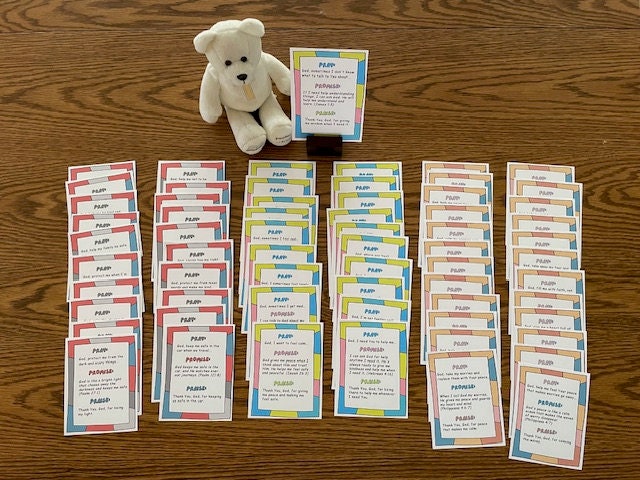 Kids Prayer Cards Set, Scripture Cards for Kids - Sunday School Bible ...