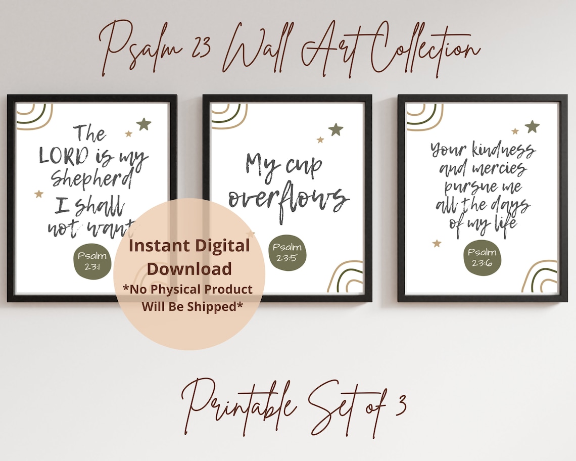 Psalm 23 Wall Art Printable Modern Christian Art Minimalist - Etsy