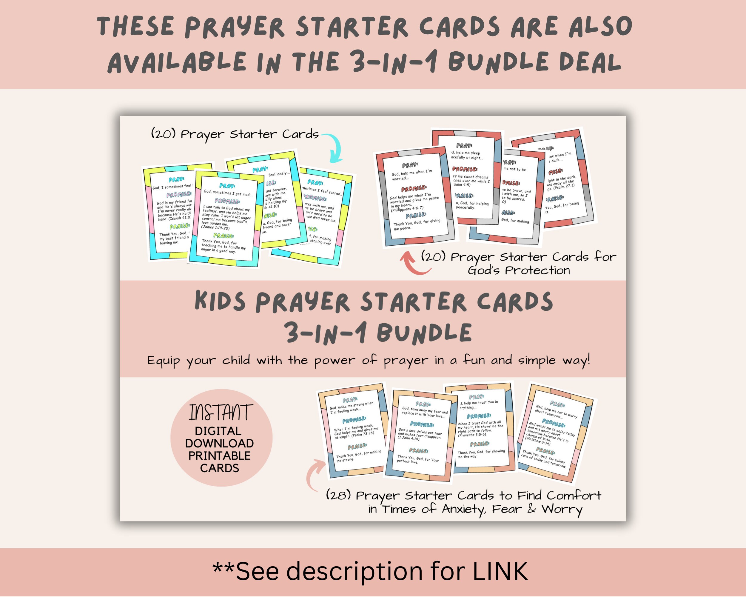 Kids Prayer Cards Printable Christian Prayer Starters With Bible Verses ...