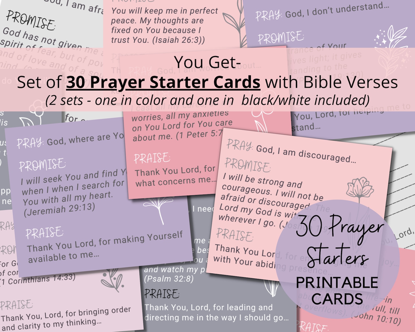 Printable Prayer Journal Kit: Christian Vision Board Cards (digital ...