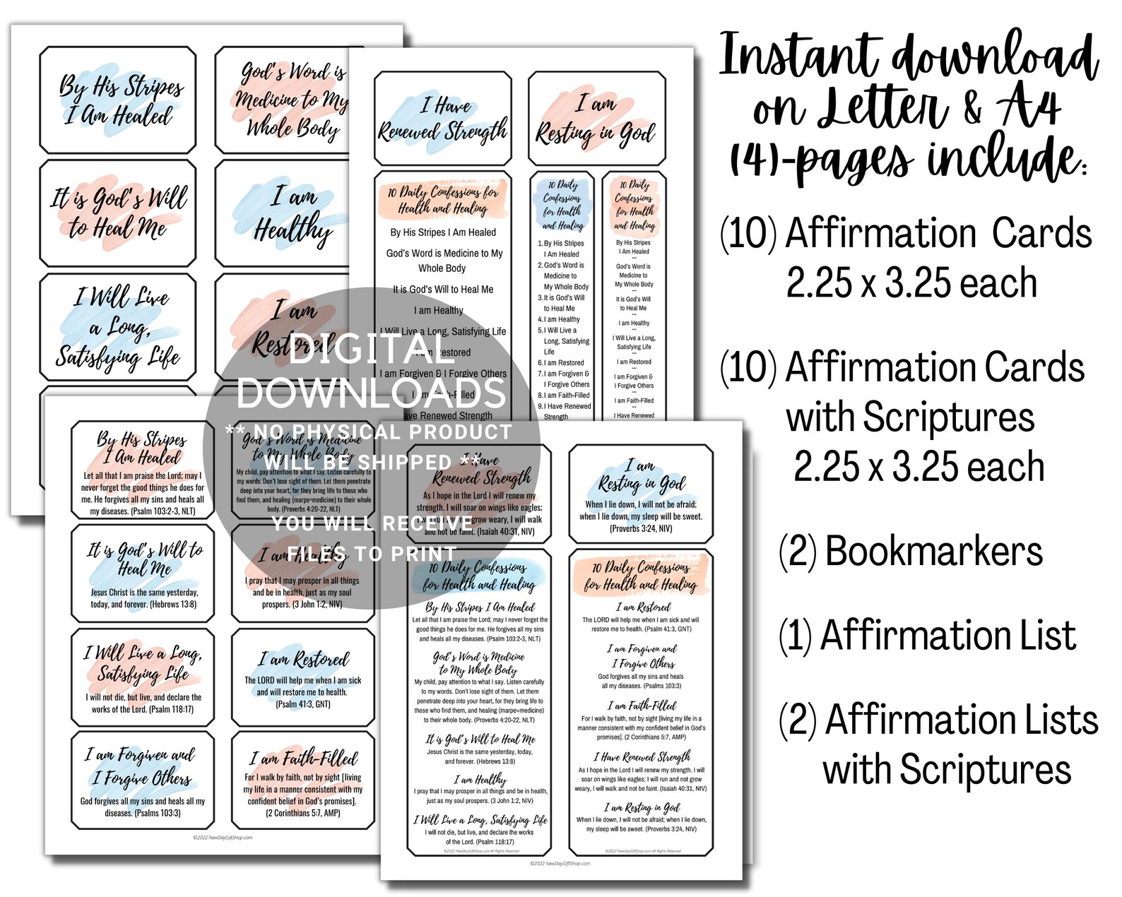 Daily Affirmation Cards With Bible Verses • Scripture Cards • Printable ...