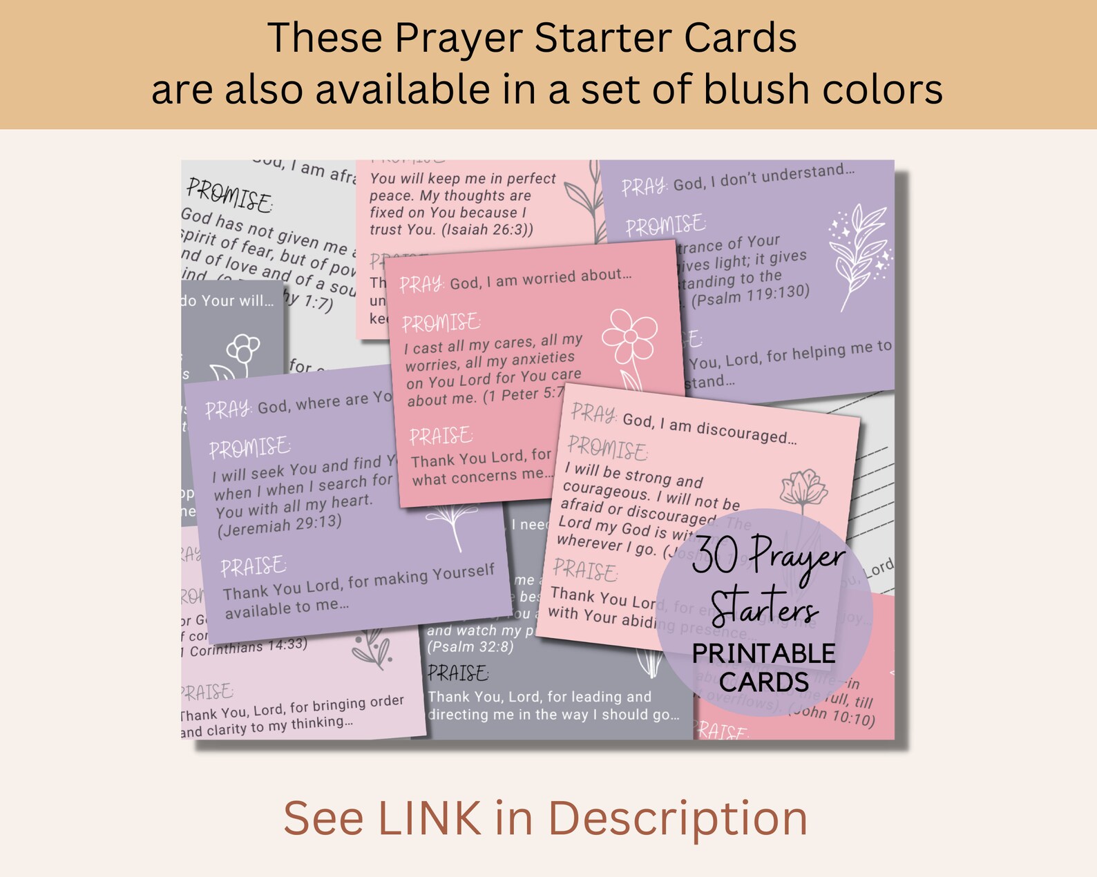 Prayer Starter Cards With Bible Verses: Pastel Mini Printable (PDF) - Etsy