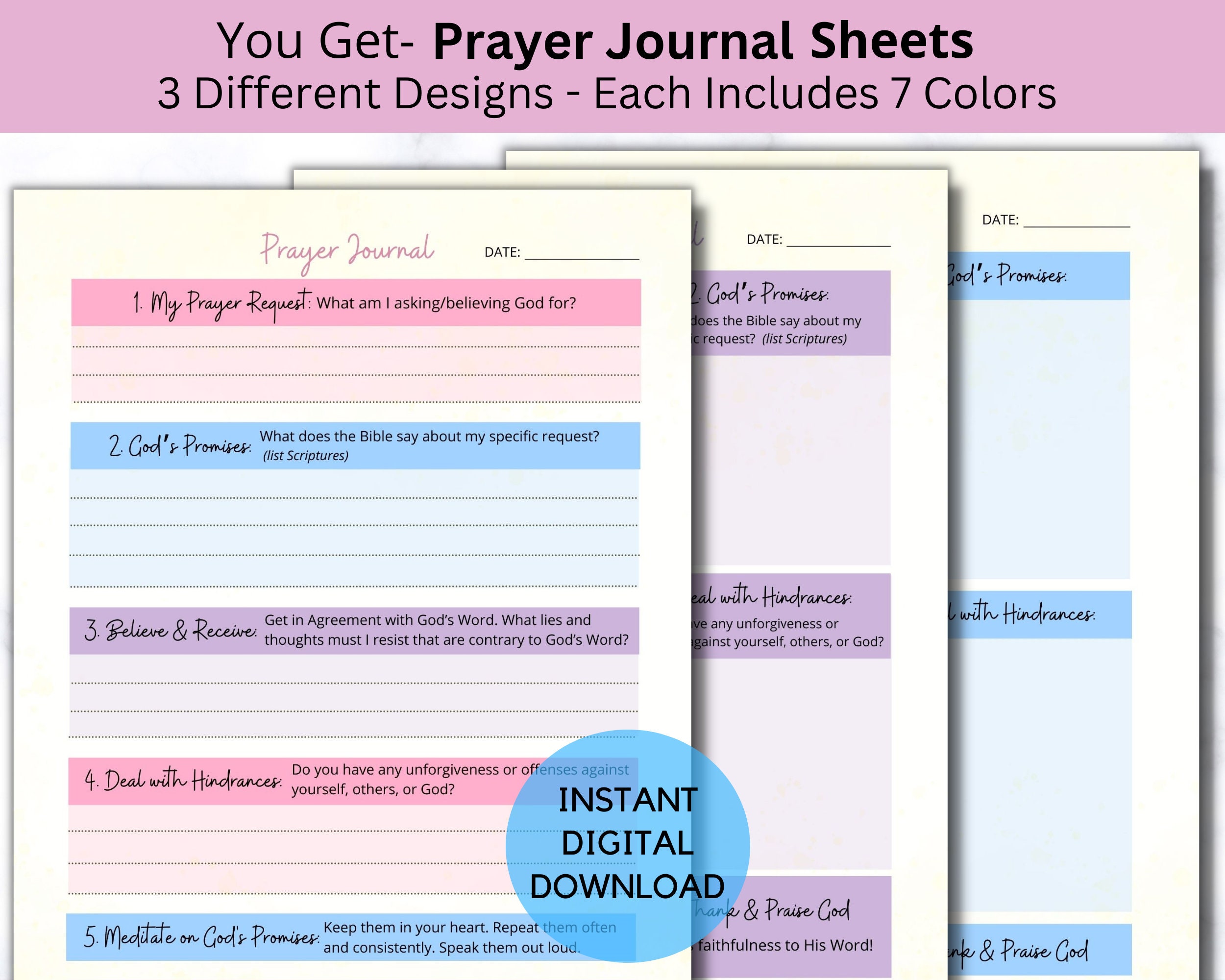 Printable Prayer Journal Kit: Christian Vision Board Cards (digital ...