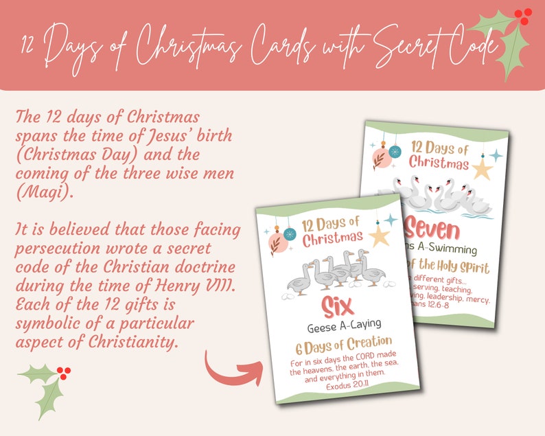 12 Days of Christmas Song Twelve Printable Cards Tags - Etsy
