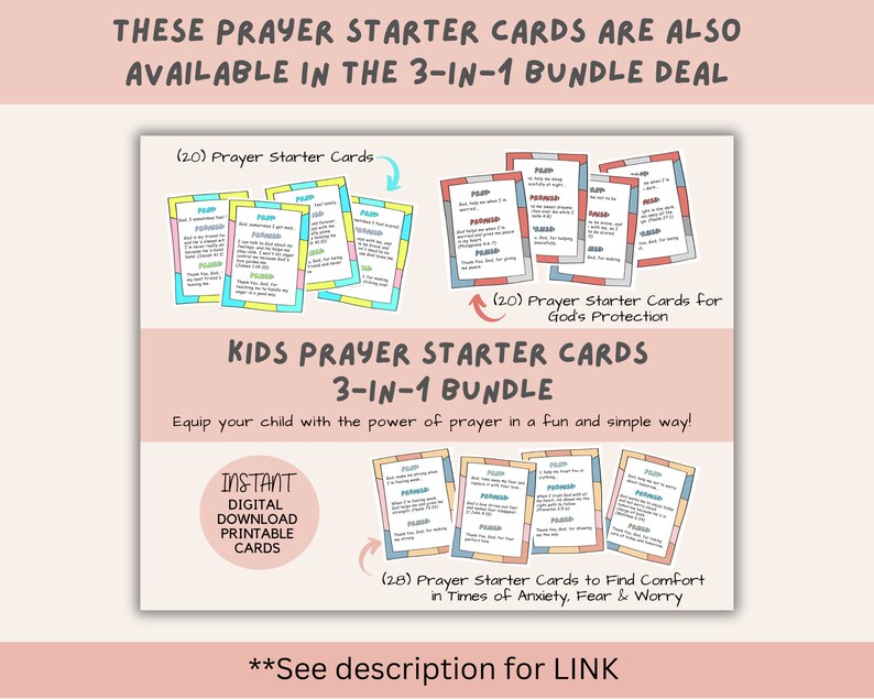 Prayer Cards for Kids, Bible Verse Scripture Cards, Family Devotions ...