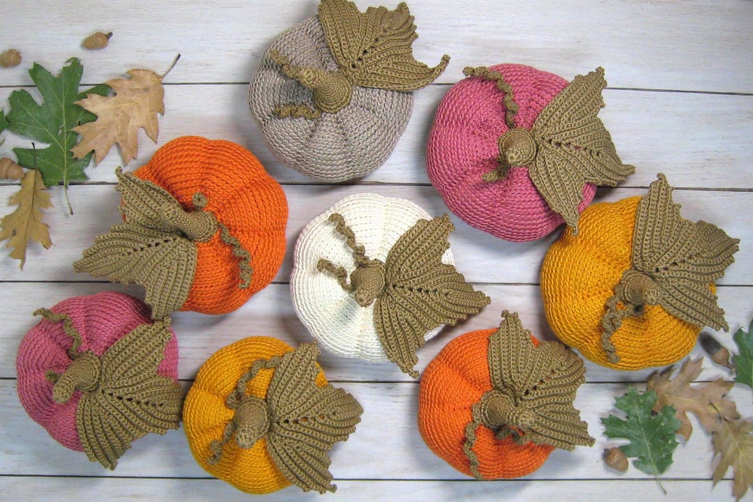 More Are on the Way! - Cotton Crochet Pumpkins With Leaf, Stem ...