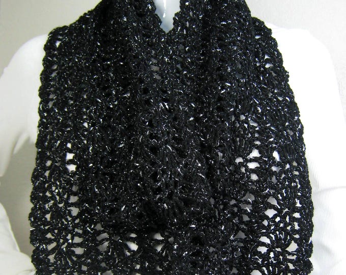 Hand Crocheted Wool-silk Scarf: Silver Metallic Thread, Lacy Shawl - Etsy