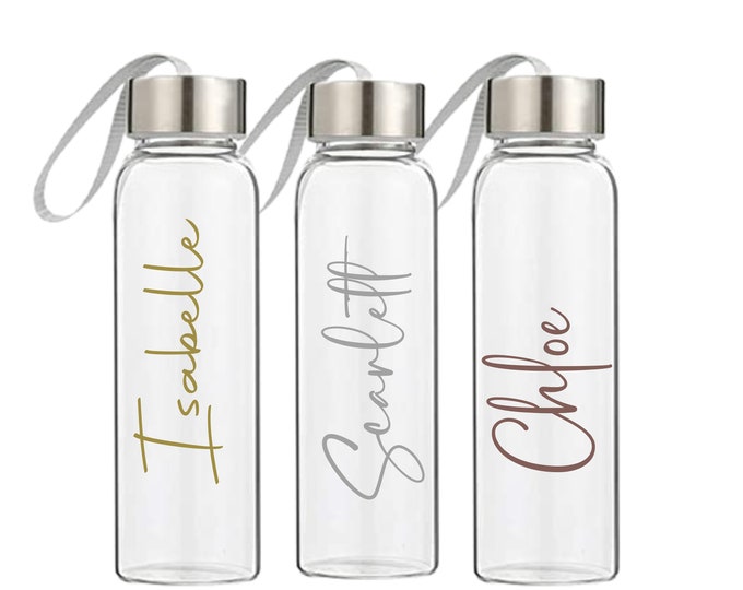 Custom Etchedengraved Glass Bottles 18oz For Water With Stainless 6831