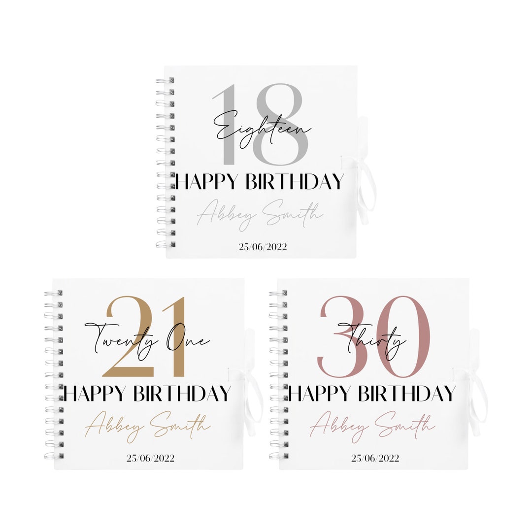 Personalised Birthday Scrapbook — Custom 8x8 White Milestone Guestbook ...