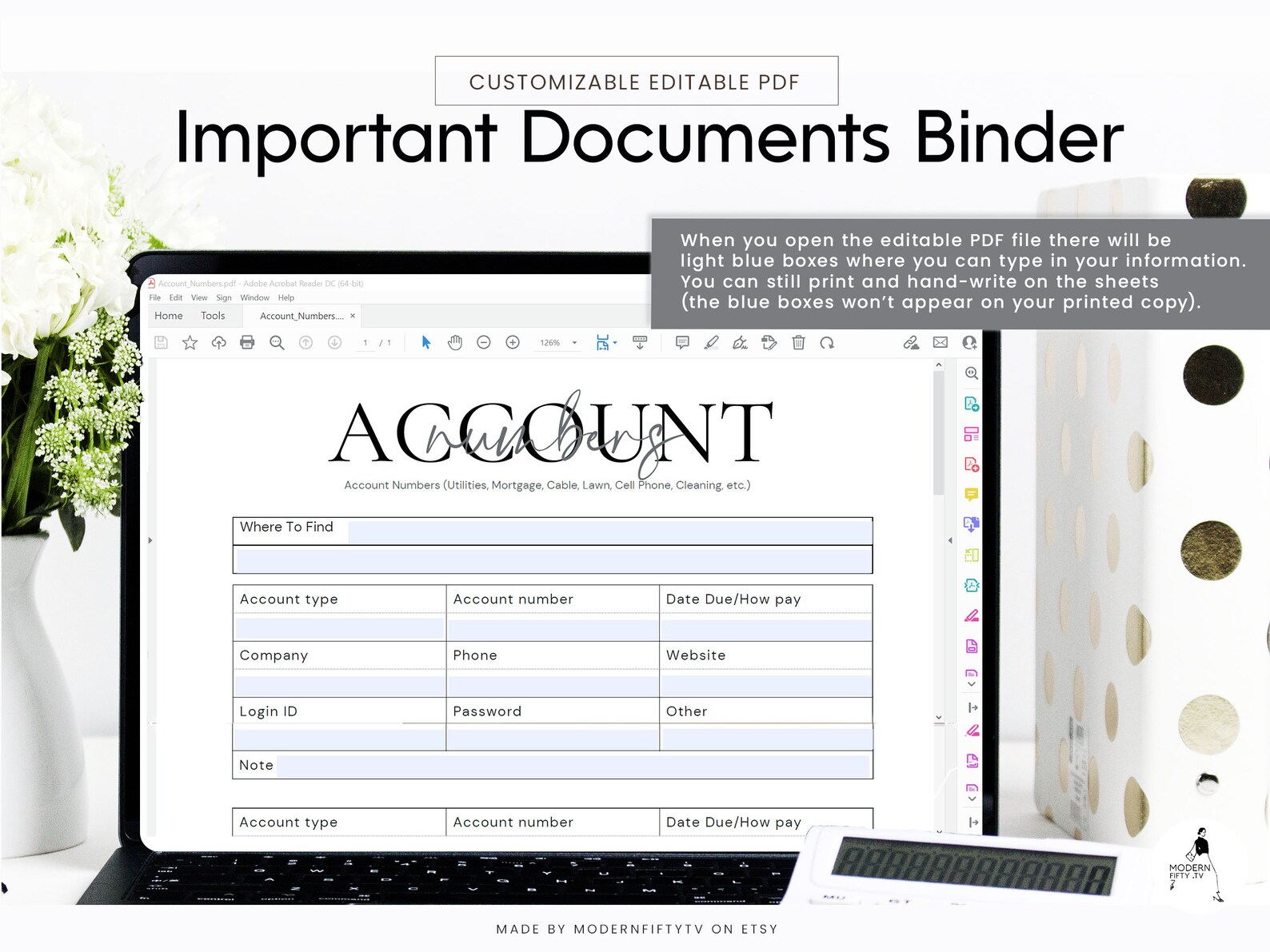 Important Document Organizer, Life Binder, Death Binder, Next of Kin ...