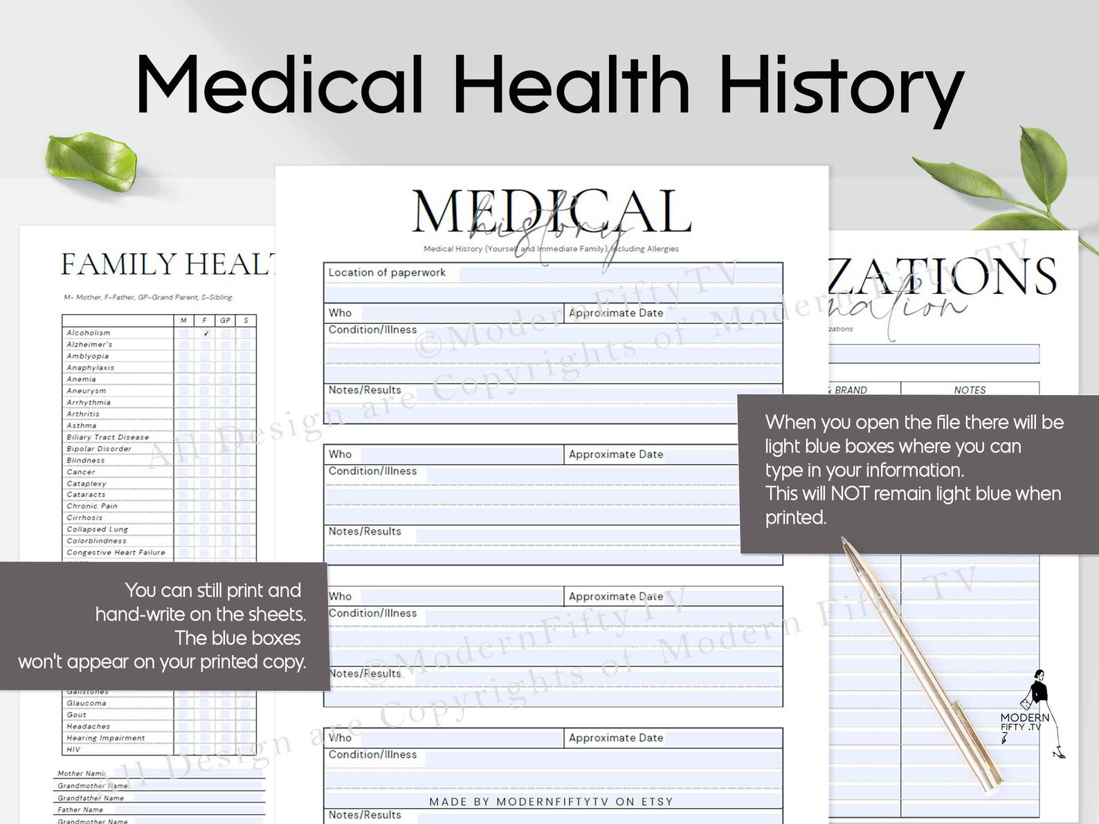 Family Medical Health History Form | Personal Health History | Medical ...