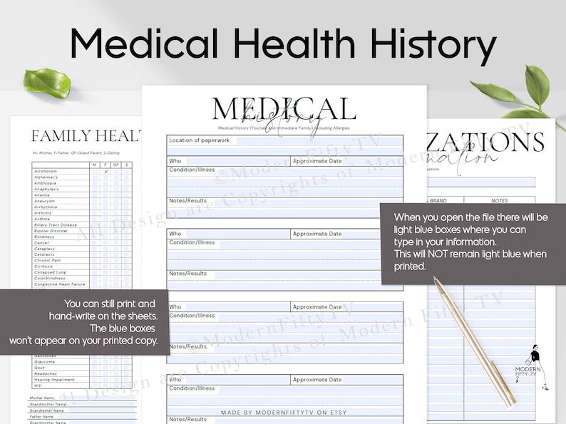 Family Medical Health History Form | Personal Health History | Medical ...