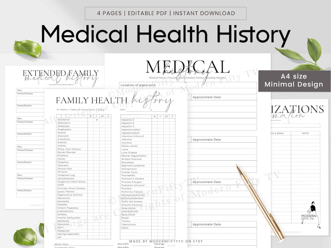 Family Medical Health History Form | Personal Health History | Medical ...
