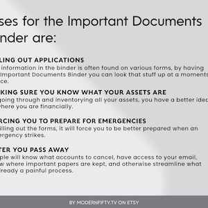 Important Document Organizer, Life Binder, Death Binder, Next of Kin ...