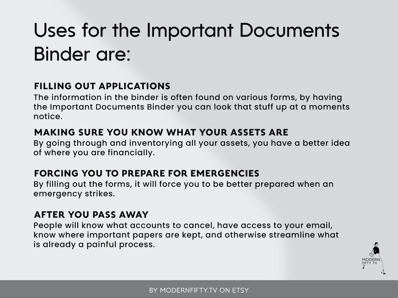 Important Document Organizer, Life Binder, Death Binder, Next of Kin ...