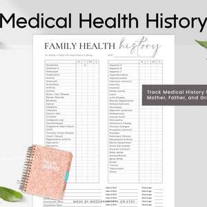 Family Medical Health History Form | Personal Health History | Medical ...