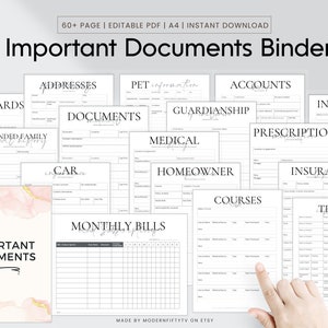 Important Document Organizer, Life Binder, Death Binder, Next of Kin ...