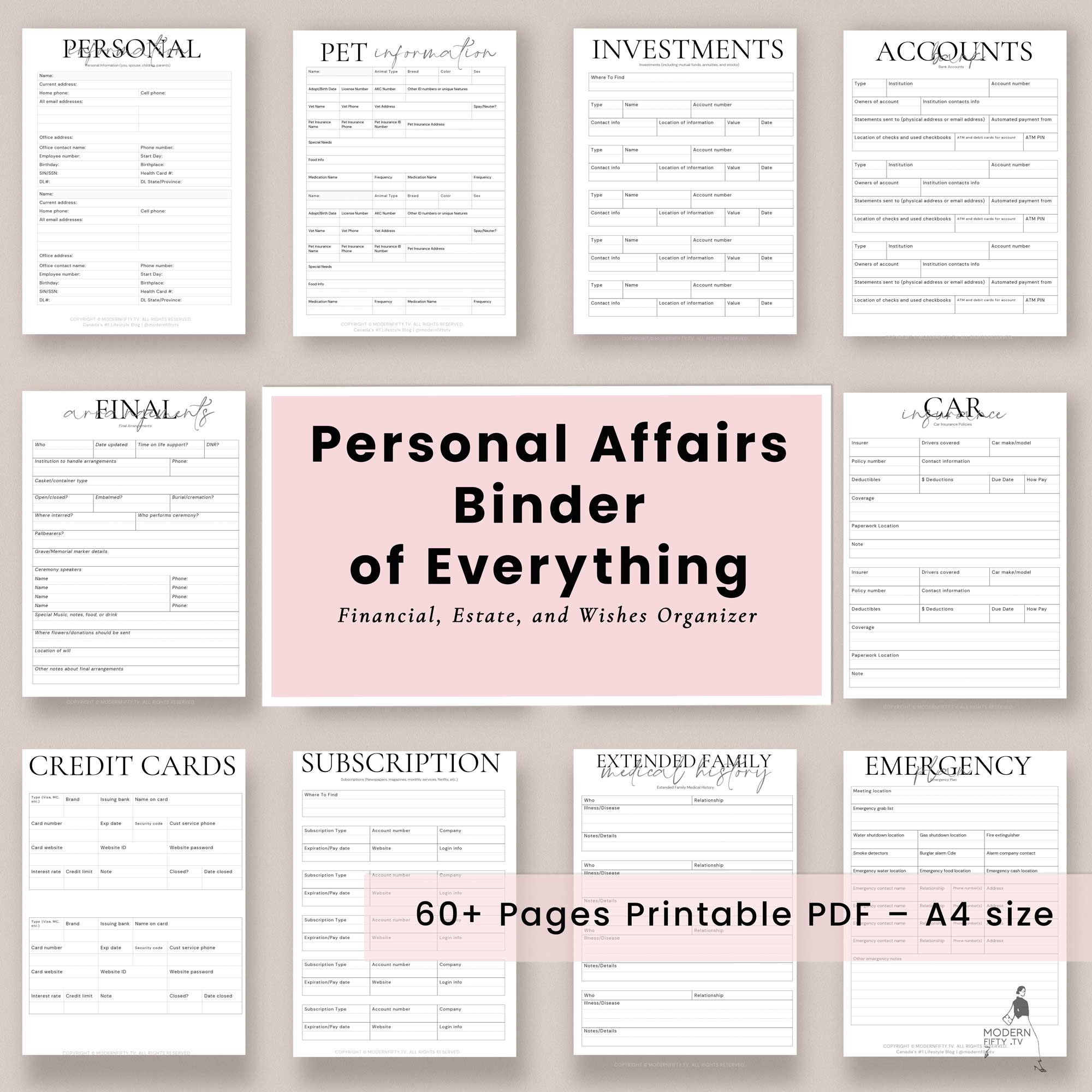 Emergency Printable Organizer Binder End Of Life Legacy Etsy UK
