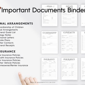 Important Document Organizer, Life Binder, Death Binder, Next of Kin ...