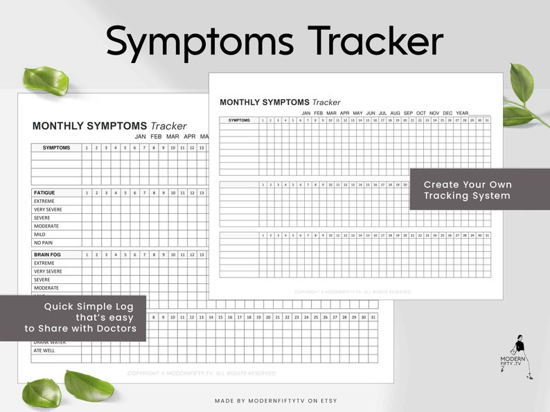 Monthly Printable Symptom Tracker; Food Intolerance, Allergy, IBS Diary ...