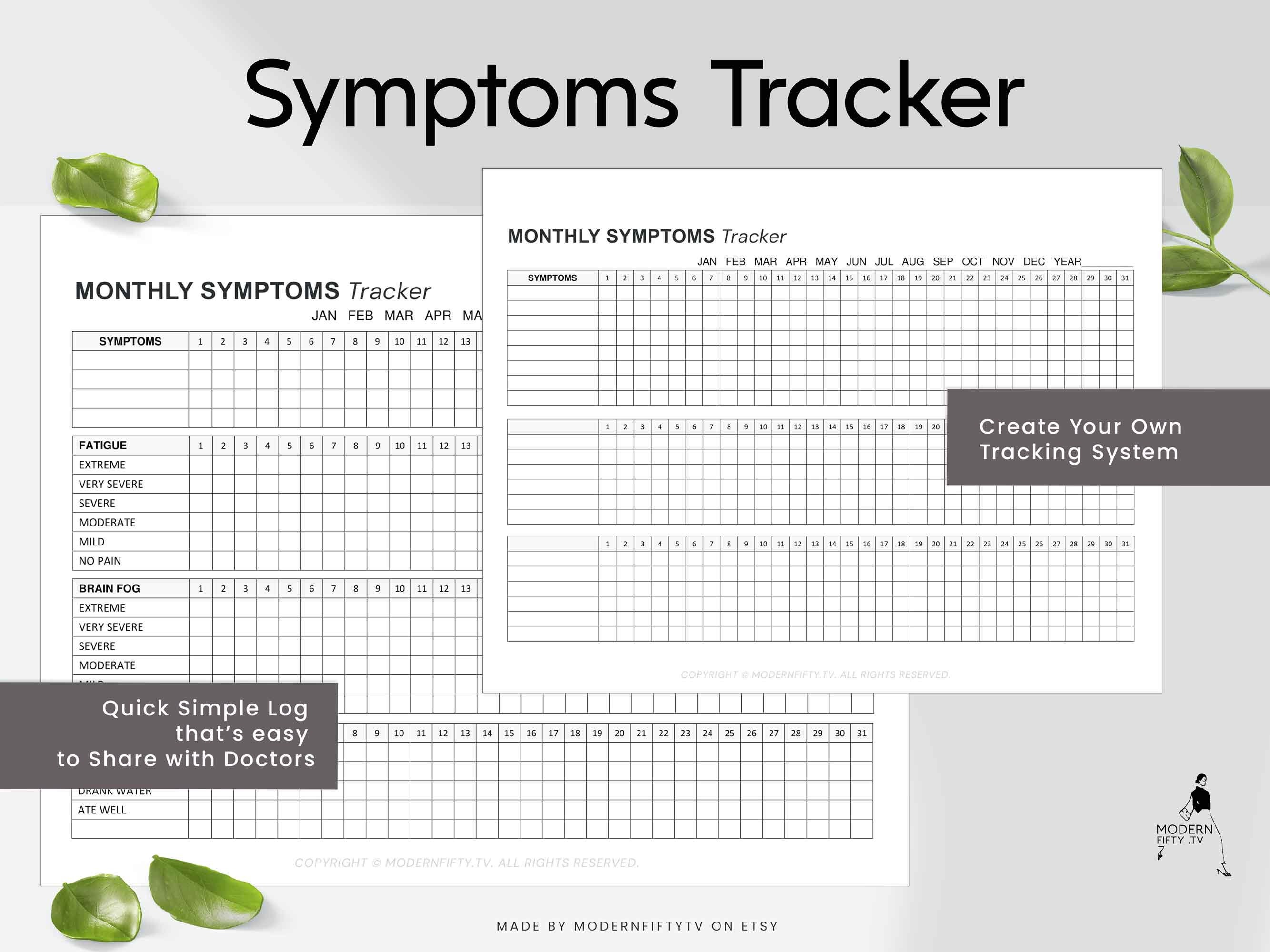 Monthly Printable Symptom Tracker; Food Intolerance, Allergy, IBS Diary ...