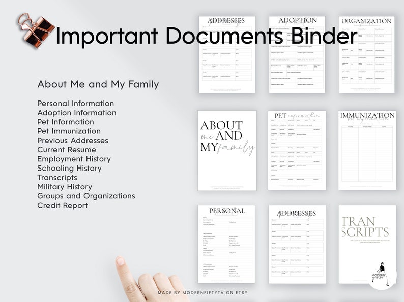 Important Document Organizer, Life Binder, Death Binder, Next of Kin ...