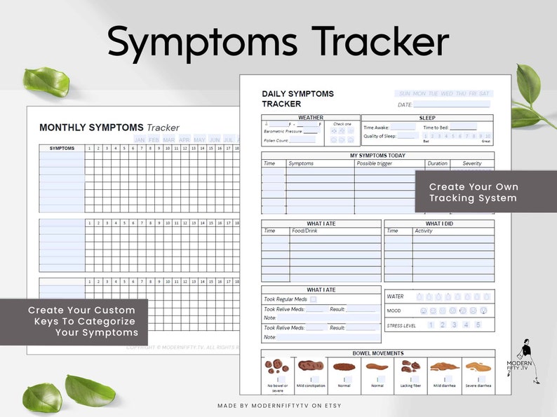 Monthly Printable Symptom Tracker; Food Intolerance, Allergy, IBS Diary ...