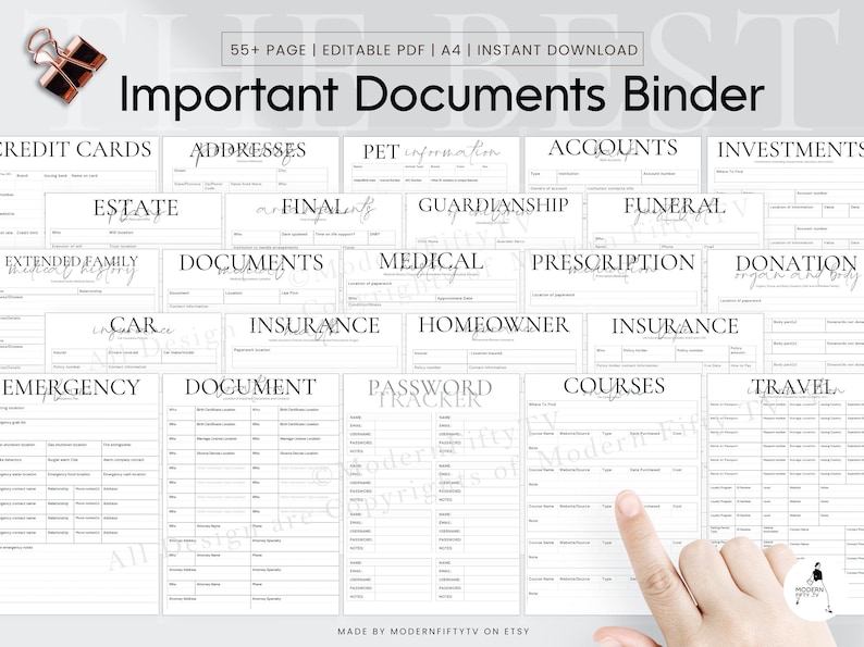 Important Document Organizer Life Binder Death Binder Next - Etsy