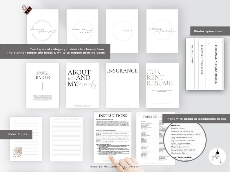 Important Document Organizer, Life Binder, Death Binder, Next of Kin ...