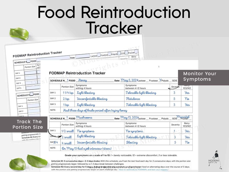 Low FODMAP Food Symptoms Tracker, Food Sensitivity Journal, IBS Symptom ...