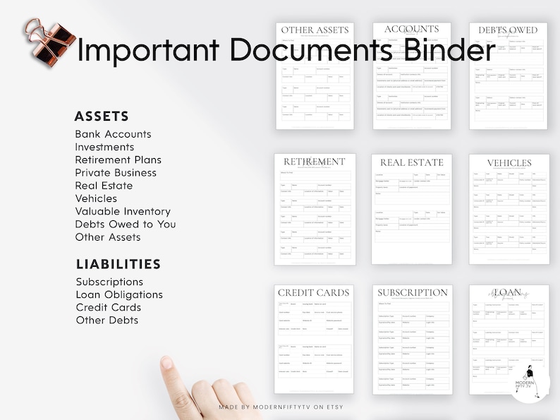 Important Document Organizer, Life Binder, Death Binder, Next of Kin ...